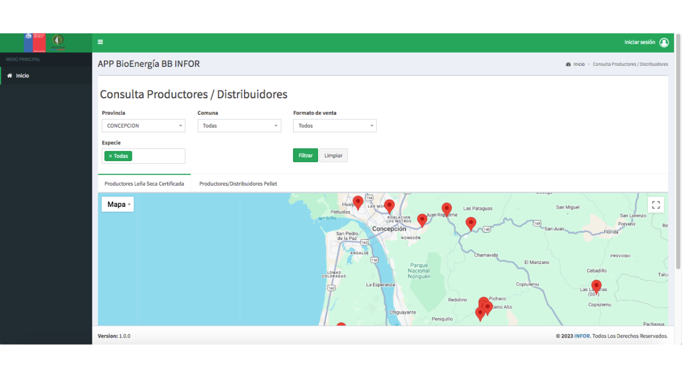Rediseño app, bioenergía, infor, sala conectada, región del bíobío